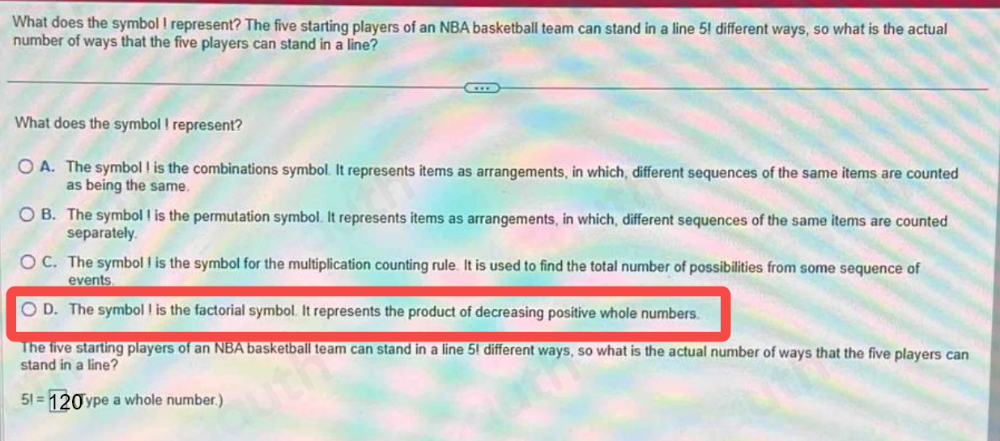 Solved: What does the symbol ! represent? The five starting players of ...