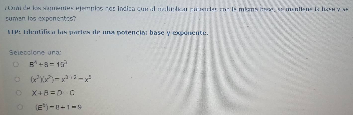 Resuelto:¿Cuál de los siguientes ejemplos nos indica que al multiplicar ...
