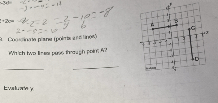 Solved: -3d= y 2+2c= 3. Coordinate plane (points and lines) Which two ...