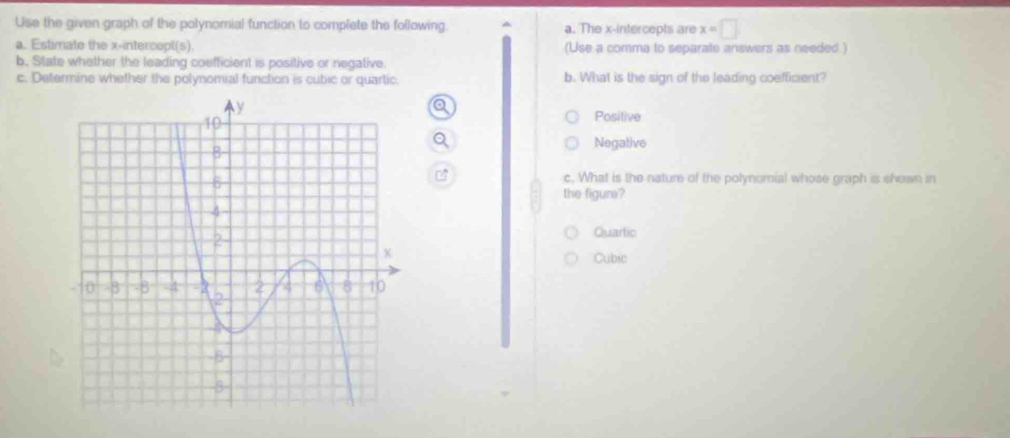 Solved: Use the given graph of the polynomial function to complete the ...