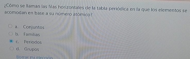 Resuelto:¿Cómo se llaman las filas horizontales de la tabla periódica ...