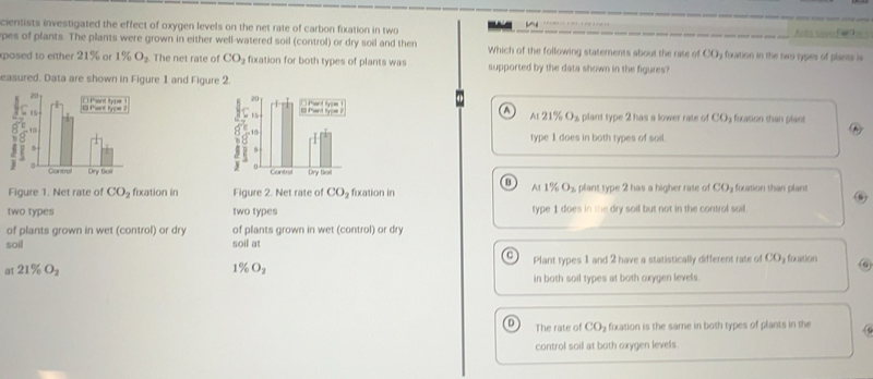 Solved: cientists investigated the effect of oxygen levels on the net ...