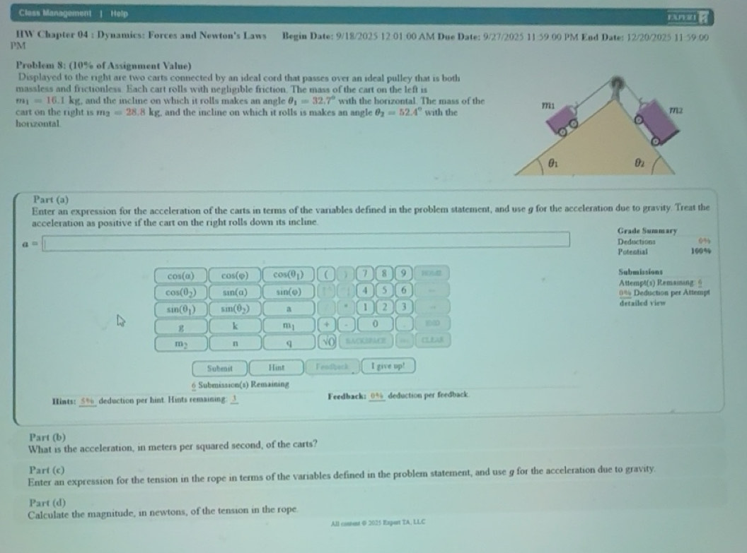 Solved: Class Management | Help rarau HW Chapter 04 : Dynamics: Forces and Newton's Laws Begin ...