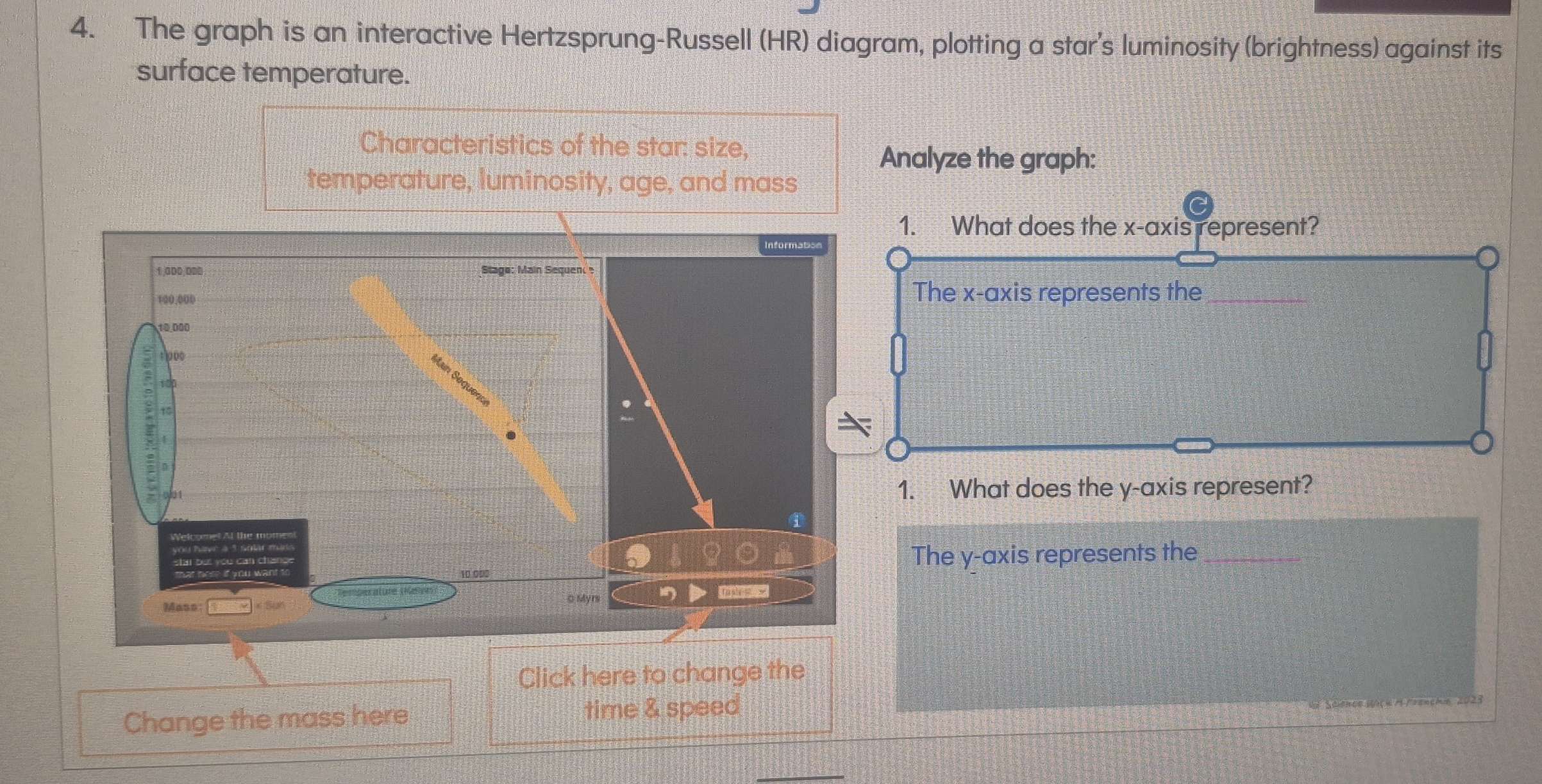 Solved: The graph is an interactive Hertzsprung-Russell (HR) diagram ...
