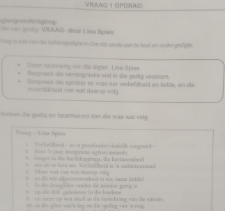 Solved: VRAAG 1 OPDRAG: gtergrondinligting: itei van gedig: VRAAG- deur ...
