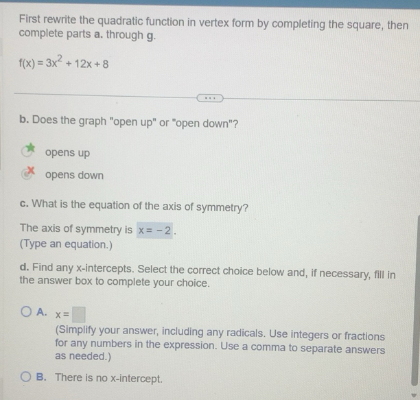 Solved: First rewrite the quadratic function in vertex form by ...