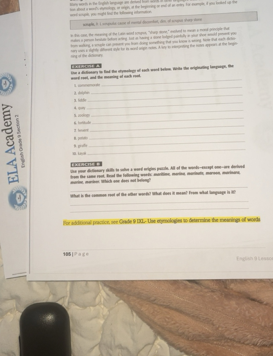 Solved: Many words in the English language are derived from words in ...