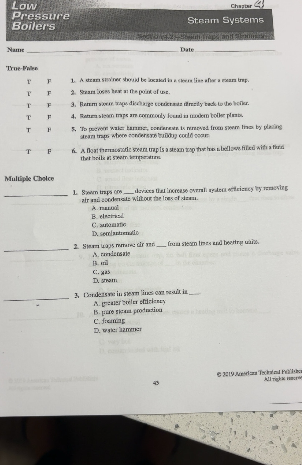 Solved Low Chapter Pressure Steam Systems Boilers Section 4 2 Steam