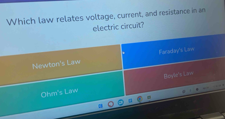 Solved: Which law relates voltage, current, and resistance in an ...