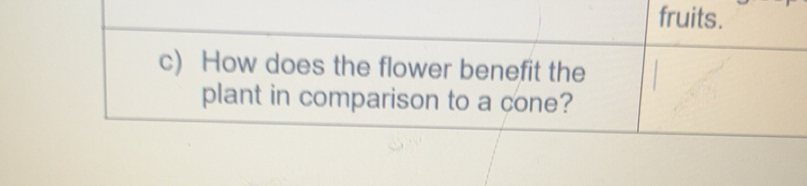 Solved: fruits. c) How does the flower benefit the plant in comparison ...