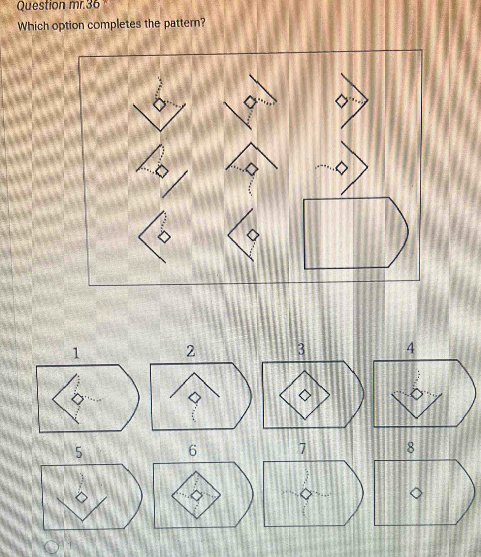 Solved: Question mr.36 * Which option completes the pattern? 1 2 3 4 5 ...