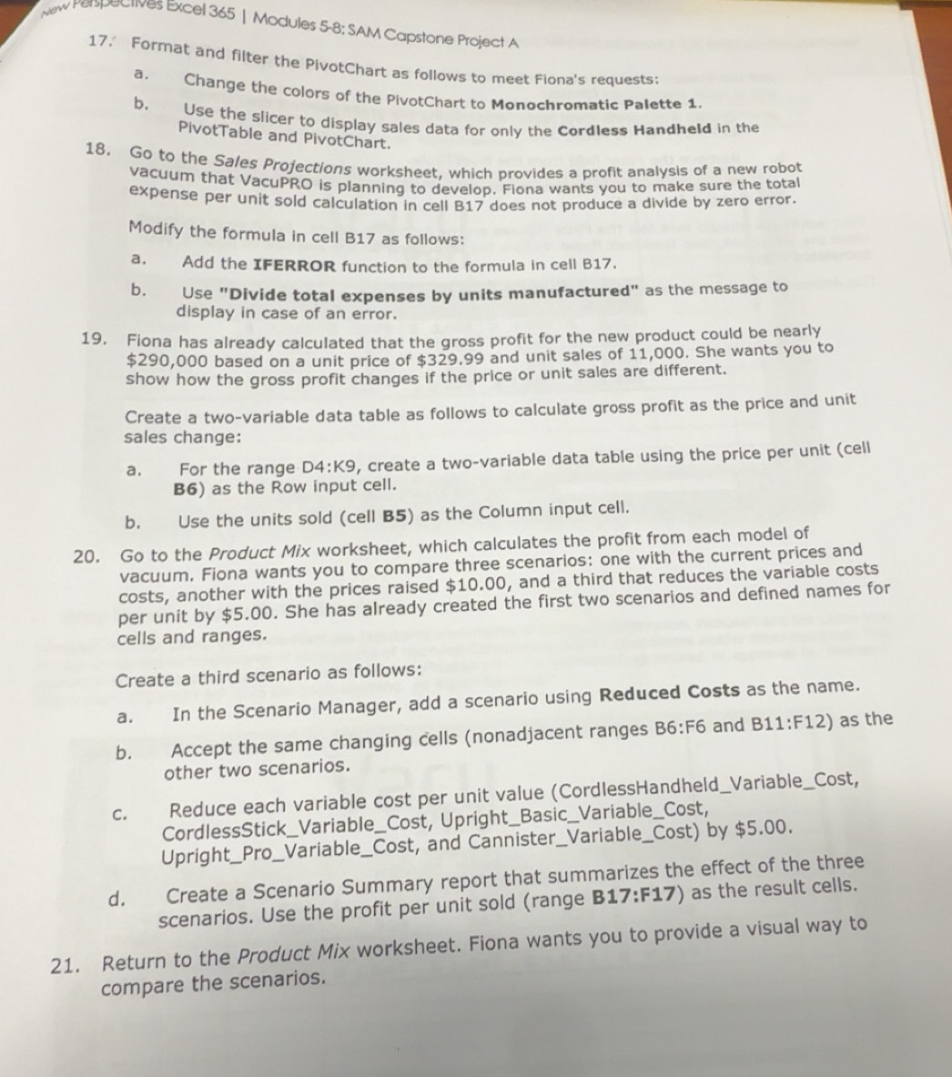 Solved: New Perspectives Excel 365 | Modules 5-8; SAM Capstone Project ...
