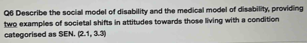 Solved: Describe the social model of disability and the medical model ...