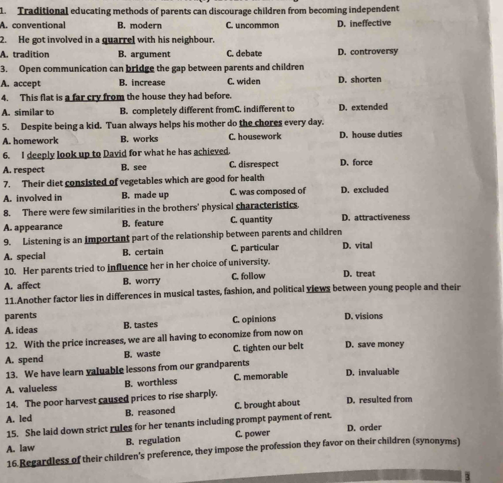 Giải quyết:Traditional educating methods of parents can discourage ...