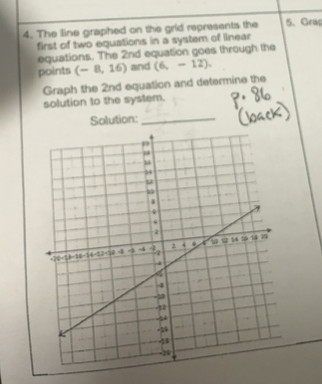 Solved: The line graphed on the grid represents the 5. Gras first of ...