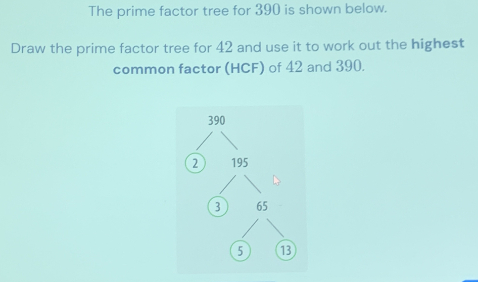 Solved: The prime factor tree for 390 is shown below. Draw the prime ...