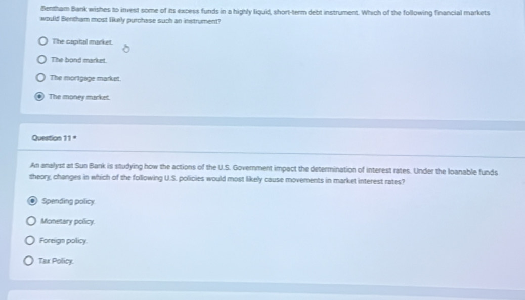 Solved: Bentham Bank wishes to invest some of its excess funds in a ...