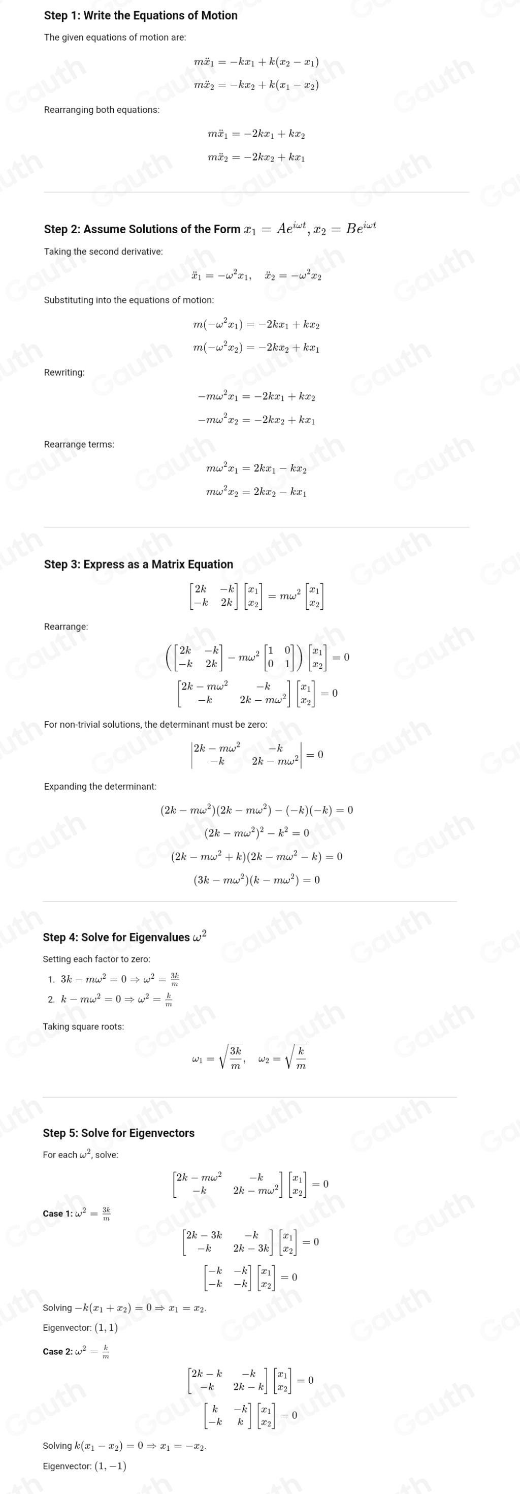 Solved: Consider a system of two identical masses, each of mass m ...