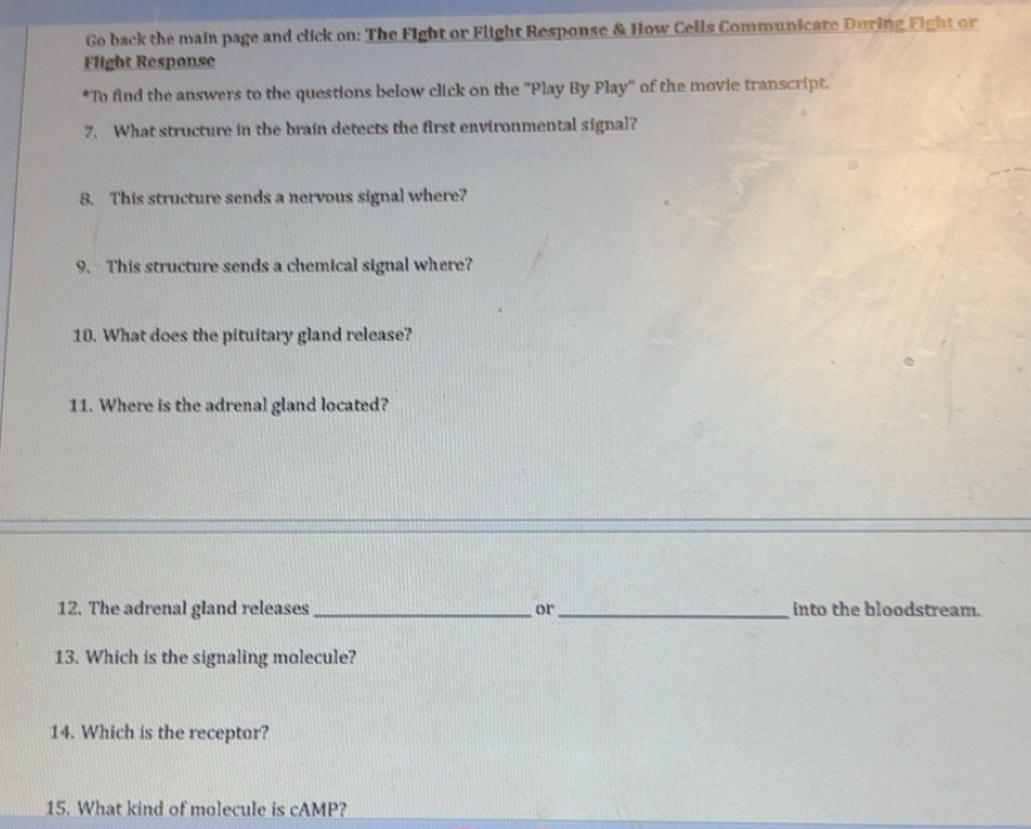 Résolu :Go back the main page and click on: The Fight or Flight ...