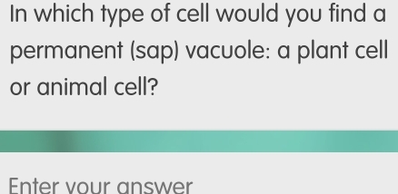 Solved: In which type of cell would you find a permanent (sap) vacuole ...