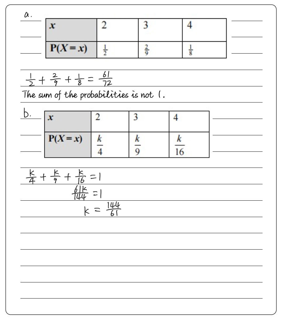 Solved: E/P) 13 Marie says that a random variable X has a probability distribution defined by ...