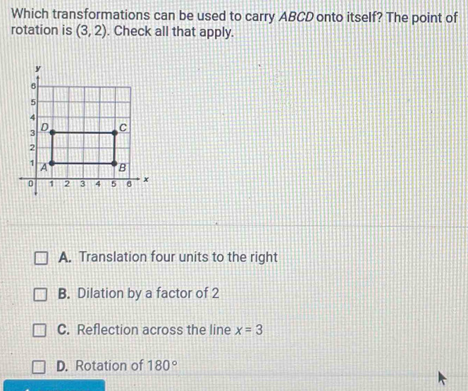 Solved: Which transformations can be used to carry ABCD onto itself ...