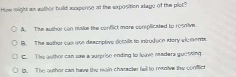 How might an author build suspense at the exposition stage of the plot ...