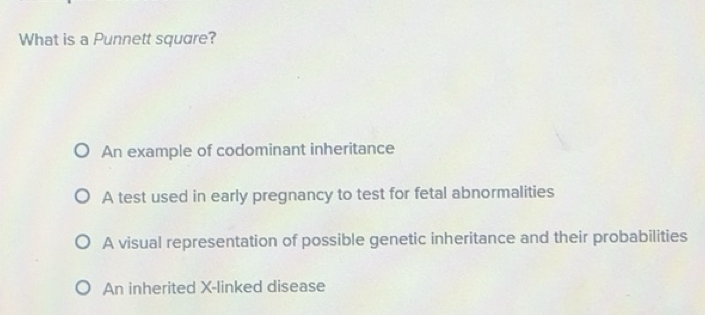 Solved: What is a Punnett square? An example of codominant inheritance ...