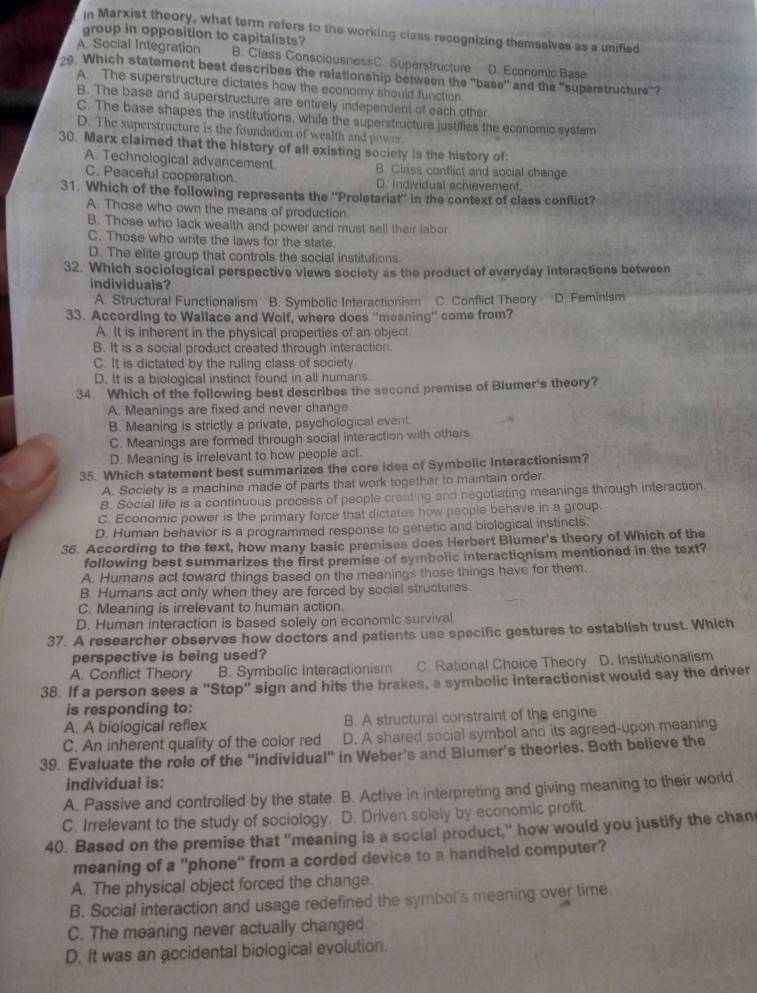 Solved: In Marxist theory, what term refers to the working class ...