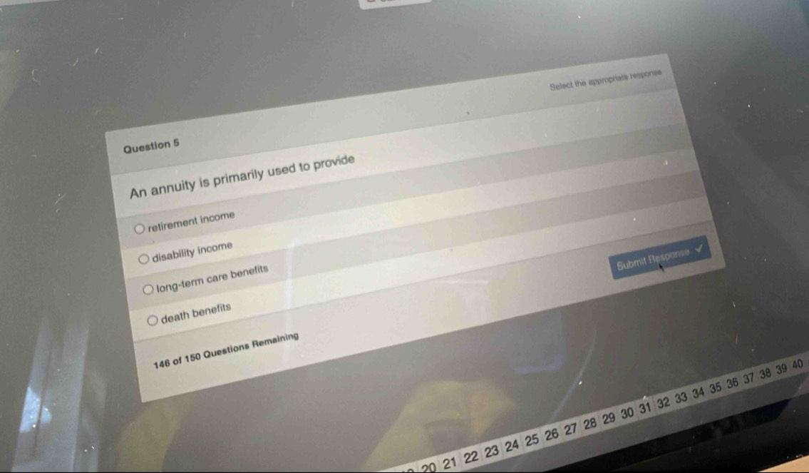 Solved: Select the appropriate response Question 5 An annuity is ...