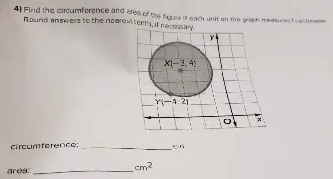 Solved: Find the circumference and area of the figure if each unit on ...