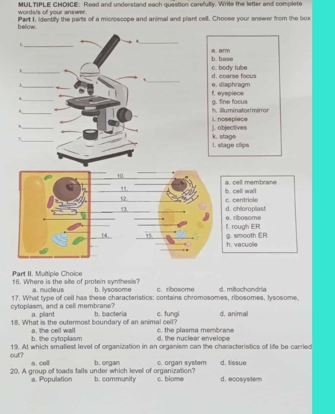 Solved: Read and understand each question carefully. Write the letter ...