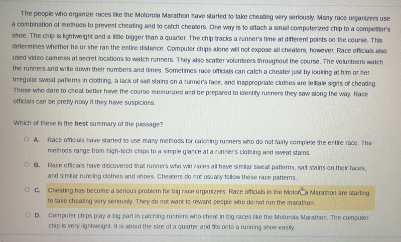 Solved: The people who organize races like the Motorola Marathon have ...