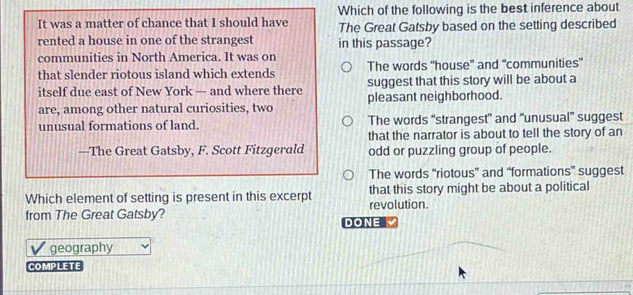 Solved: Which of the following is the best inference about It was a ...