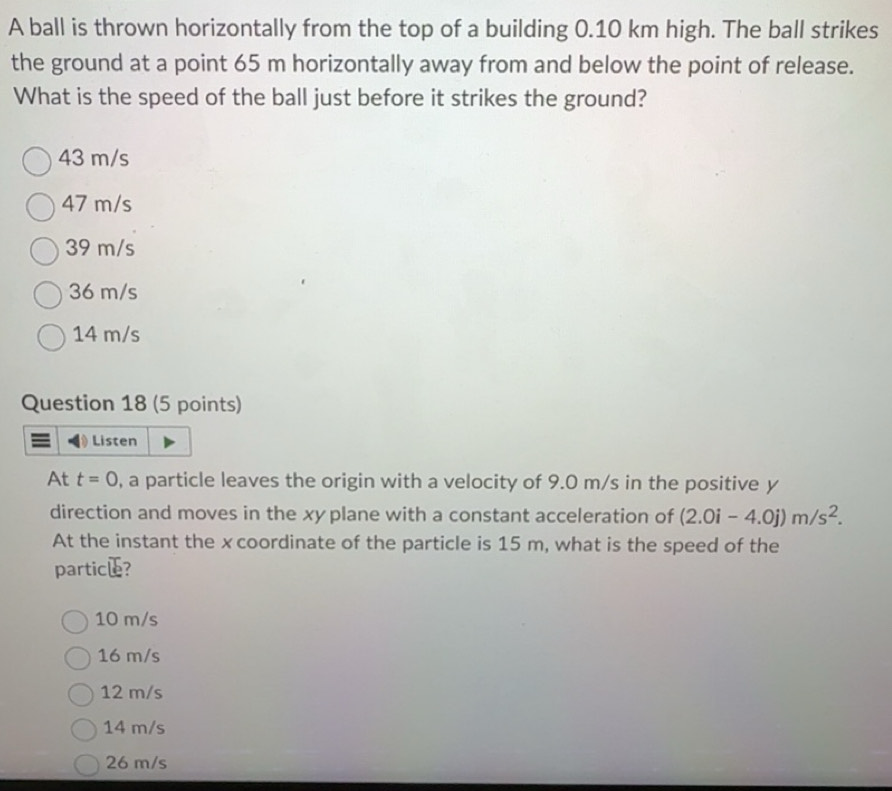 Solved: A ball is thrown horizontally from the top of a building 0.10 km high. The ball strikes ...