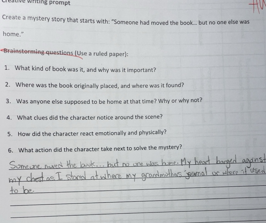Solved: créative writing prompt Create a mystery story that starts with ...