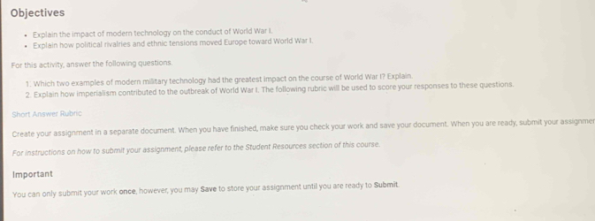 Solved: Objectives Explain the impact of modern technology on the ...