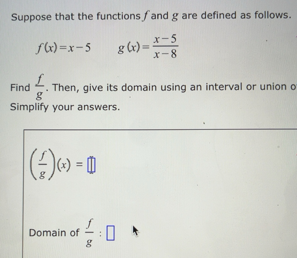 Solved: Suppose that the functions ∫and g are defined as follows. f(x ...