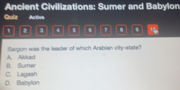 Solved: Ancient Civilizations: Sumer and Babylon Quiz Active 1 2 3 4 5 ...