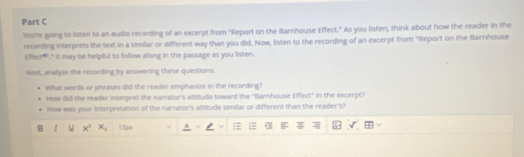 Solved: You're going to listen to an audio recording of an excerpt from ...