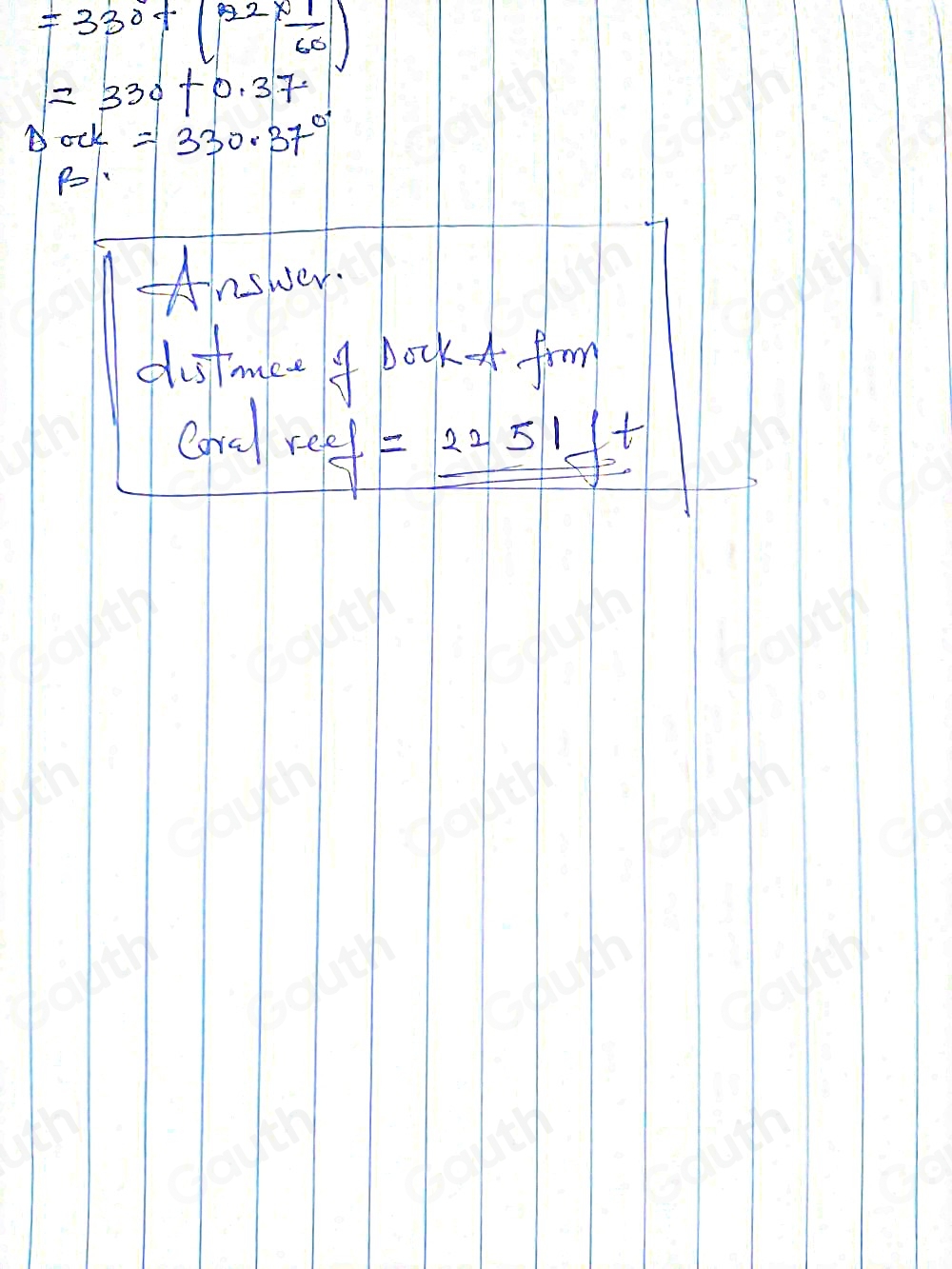 Solved: Two docks are located on an east-west line 2589 ft apart. From ...