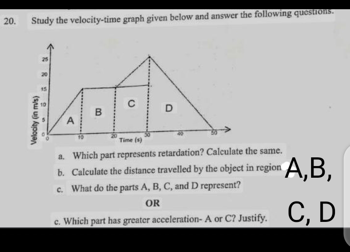 Solved: Study the velocity-time graph given below and answer the following questions. 25 20 15 ...