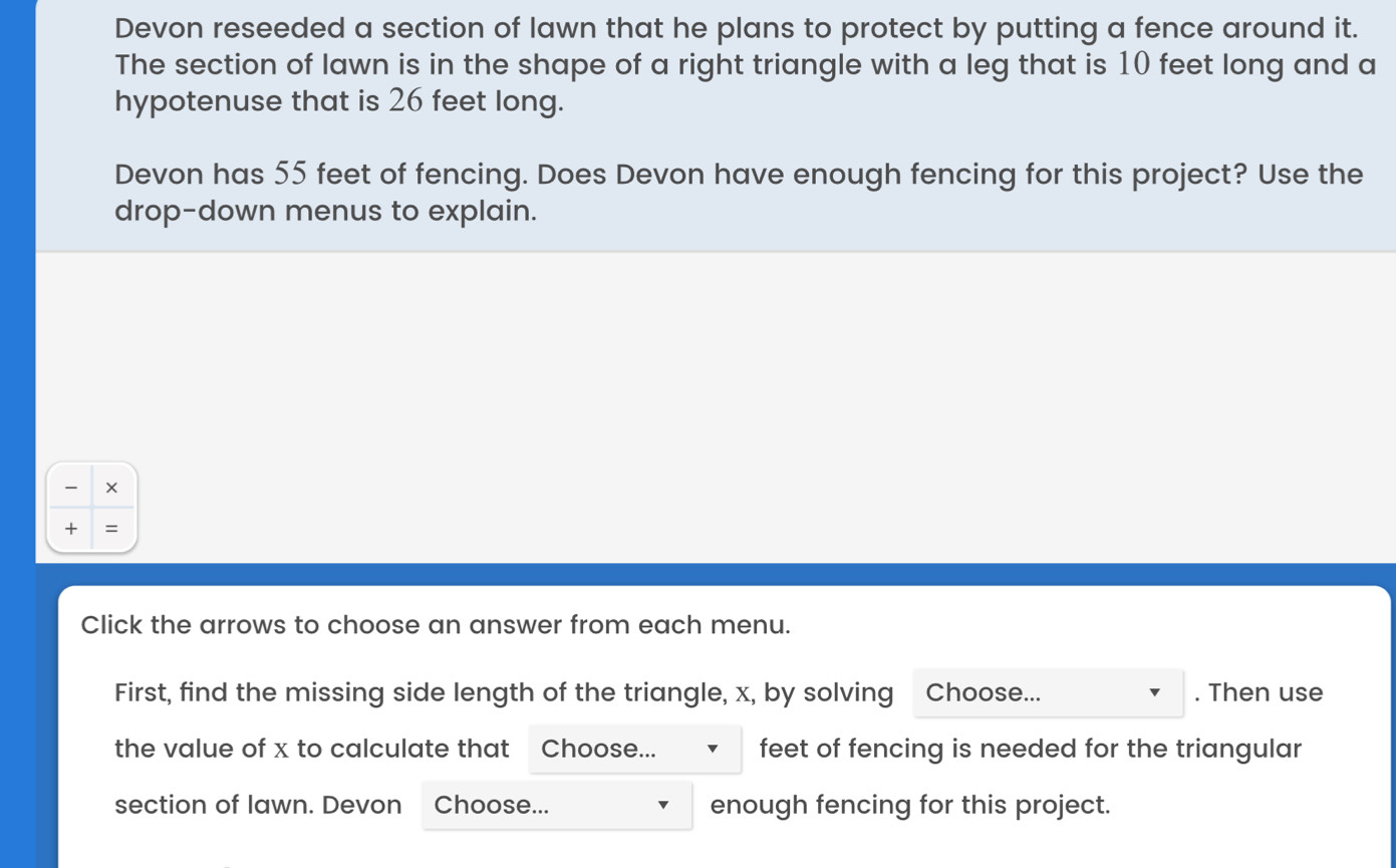 Solved: Devon reseeded a section of lawn that he plans to protect by ...