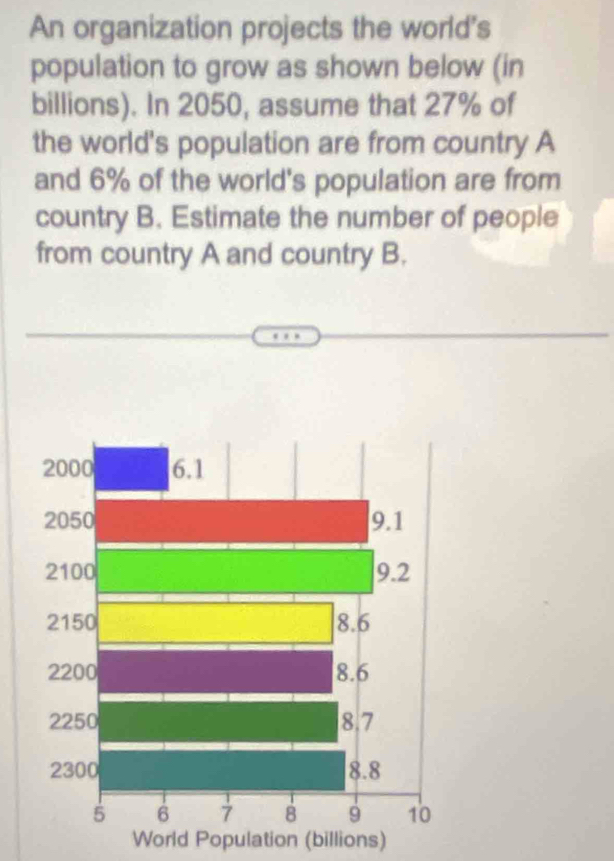 Solved: An organization projects the world's population to grow as ...