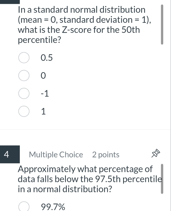 Solved: In a standard normal distribution (mean =0 , standard deviation ...