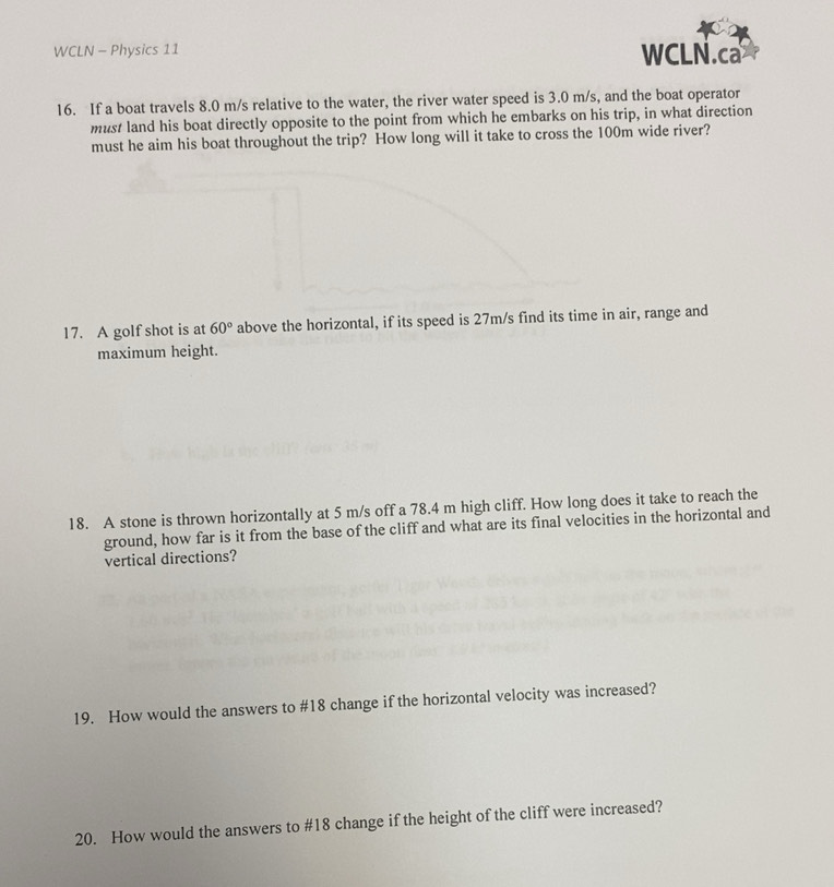 Solved: WCLN - Physics 11 WCLN.ca 16. If a boat travels 8.0 m/s ...