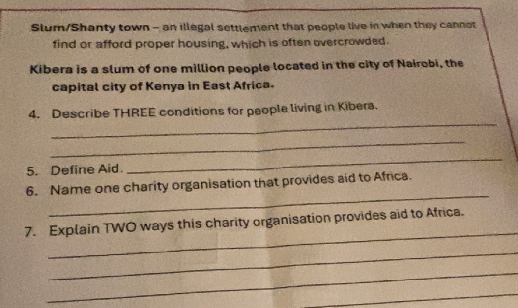 Solved: Slum/Shanty town - an illegal settlement that people live in ...