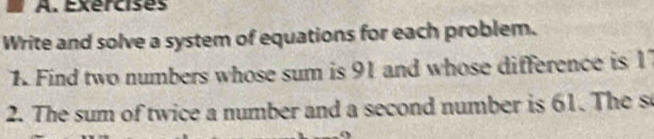 Solved: Exercises Write and solve a system of equations for each ...