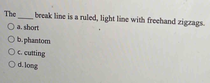 Solved: The _break line is a ruled, light line with freehand zigzags. a ...