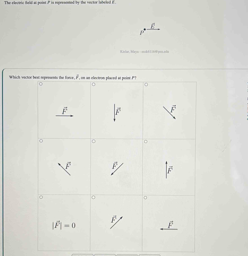 Solved: The electric field at point P is represented by the vector ...